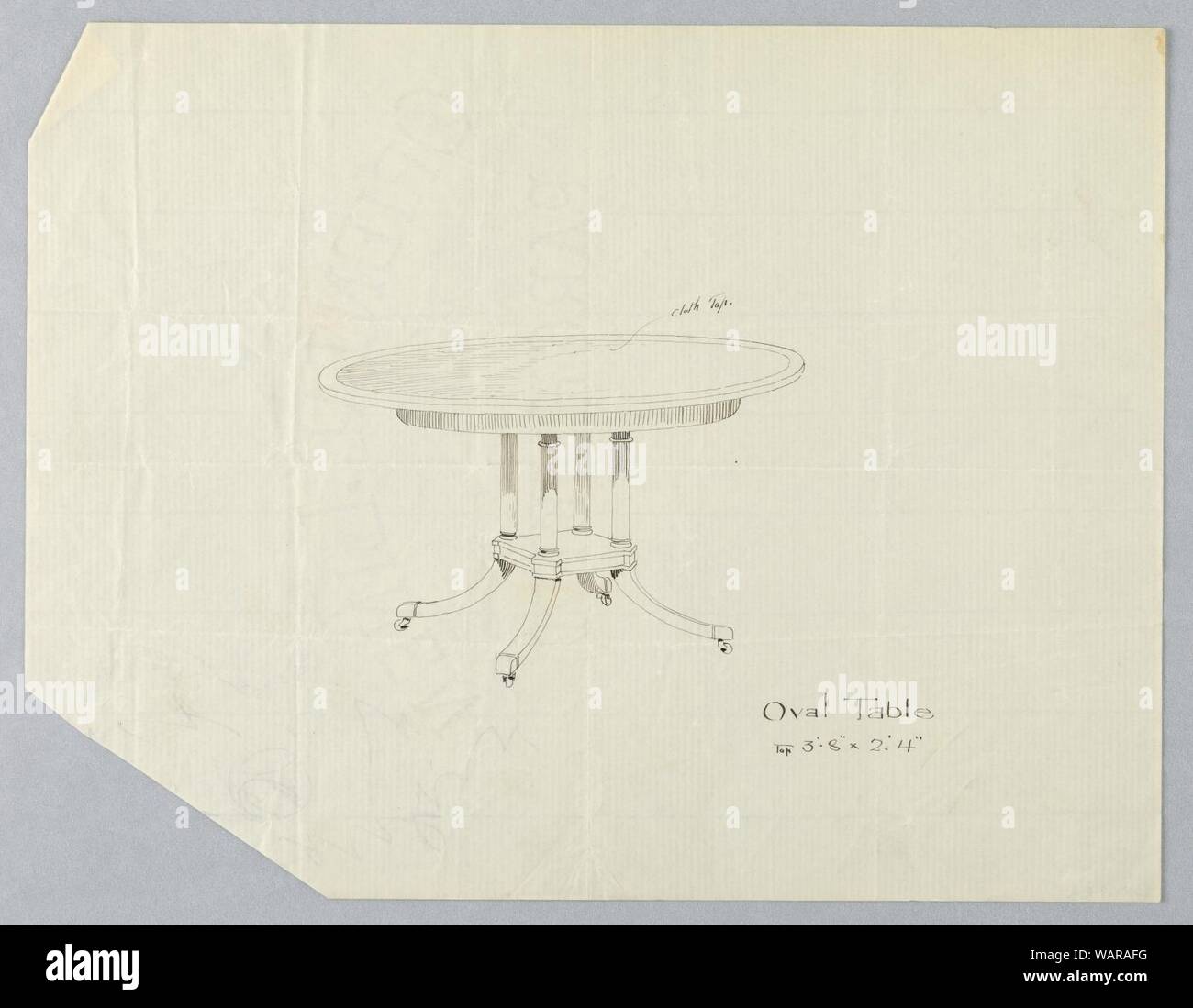 Drawing, Design for Large Round Table with Three Carved Supports, 1900 ...