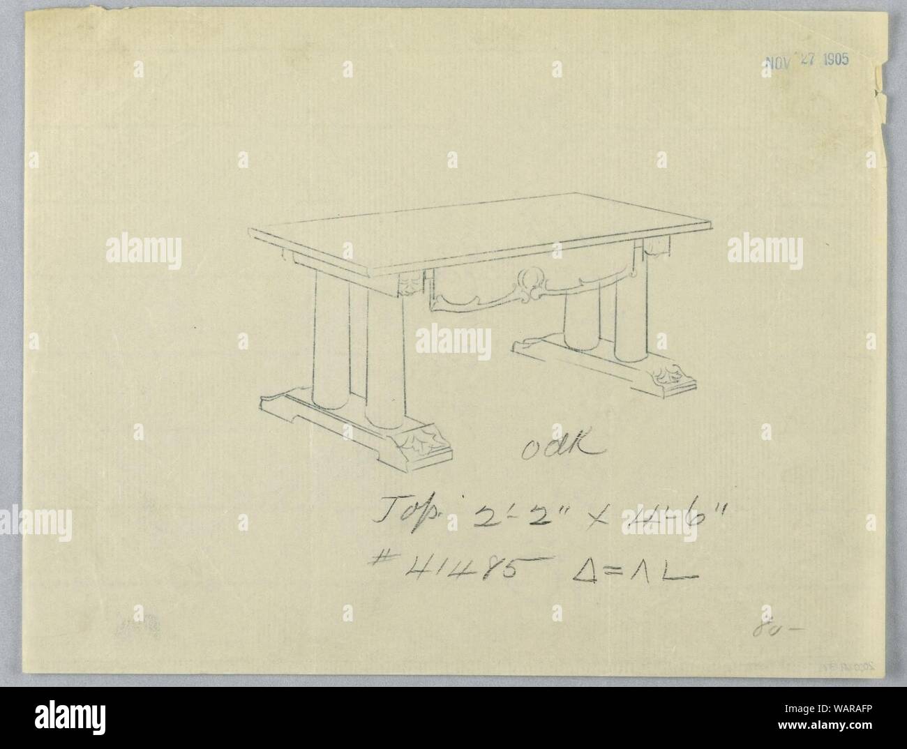 Drawing, Design for Large Table with Columnar Supports and Pediment ...