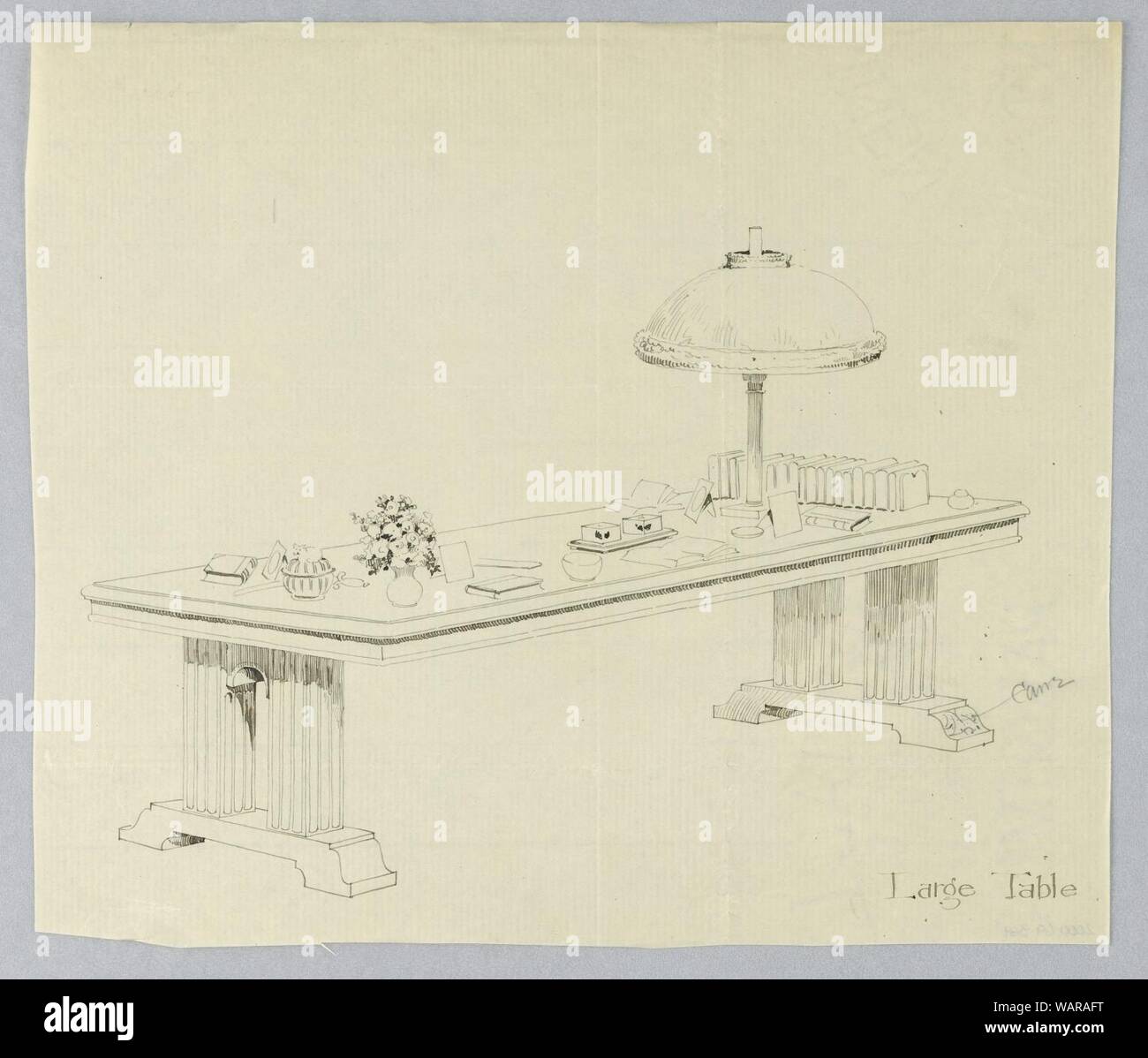 Drawing, Design for Large Table with Solid Arched Sides on Narrow ...