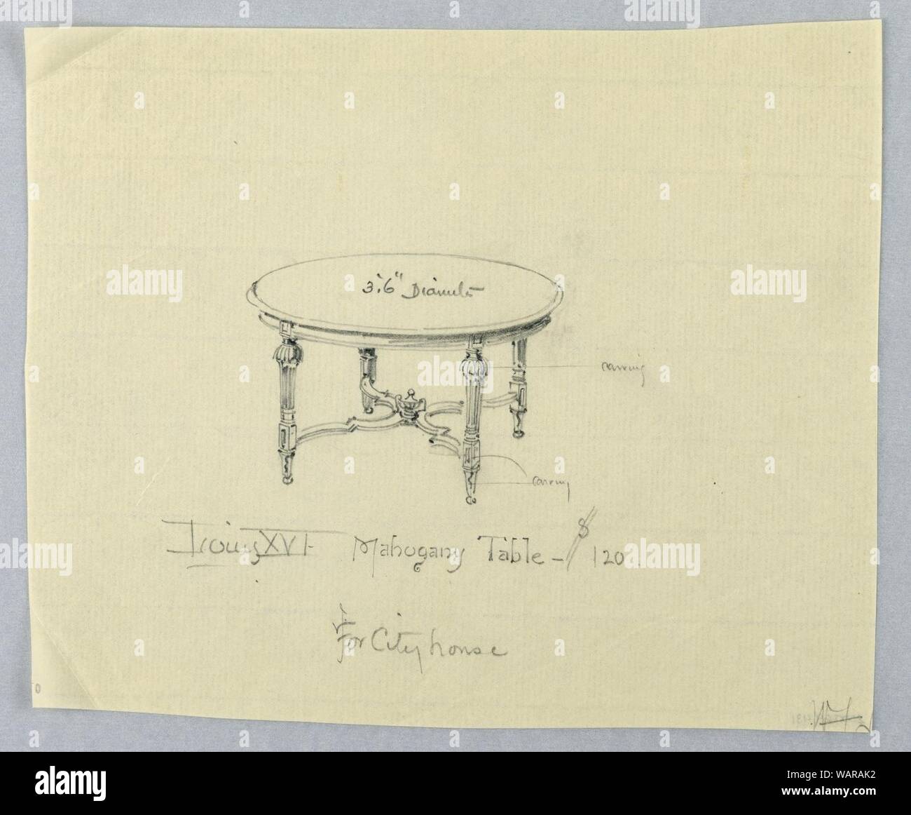 Drawing, Design for Louis XVI Mahogany Table for City House, 1900–05 ...