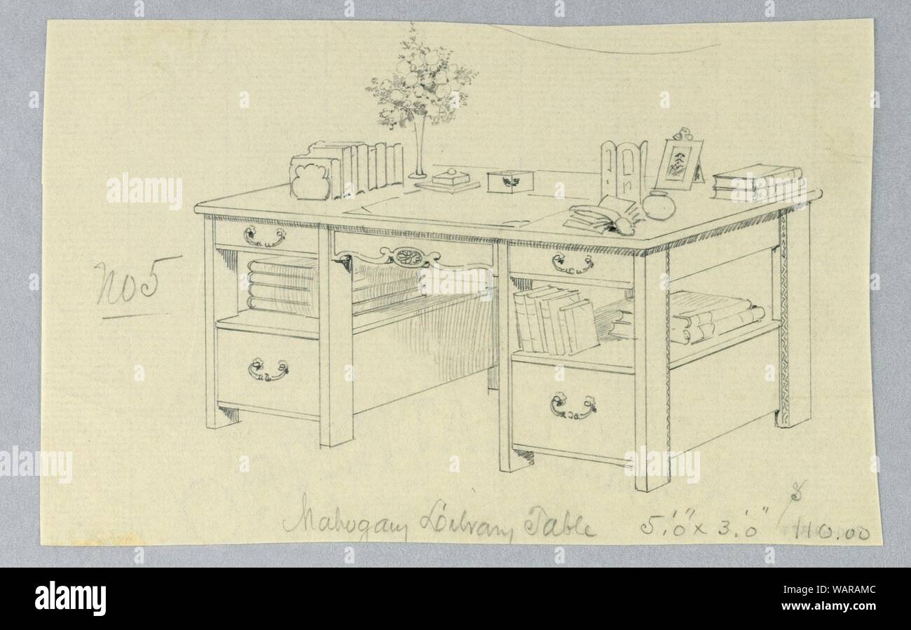 Drawing, Design for Mahogany Library Table No. 5, 1900–05 Stock Photo ...