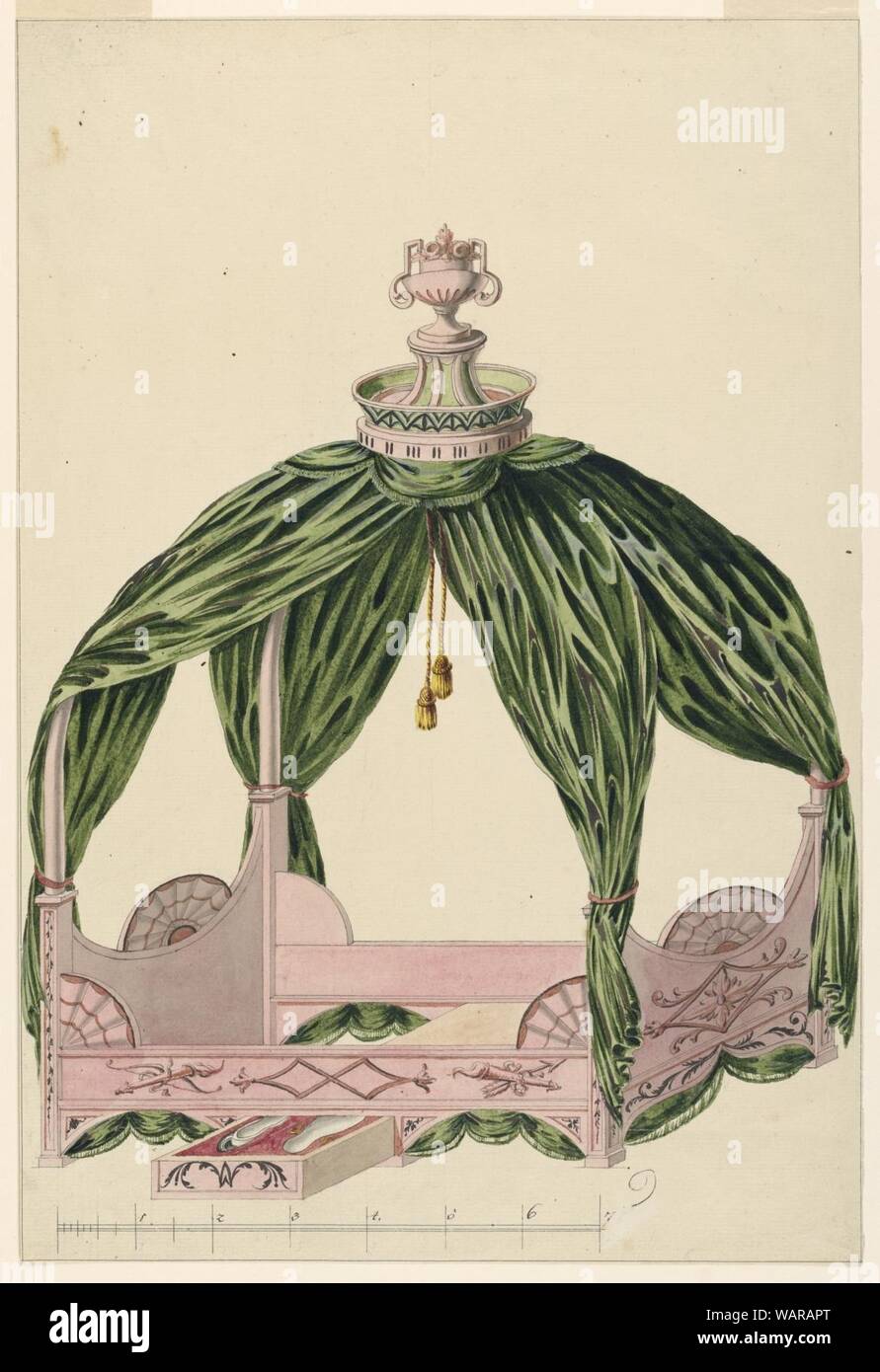 Drawing, Design for Mechanical Furniture- Canopy Bed, ca. 1805 Stock ...