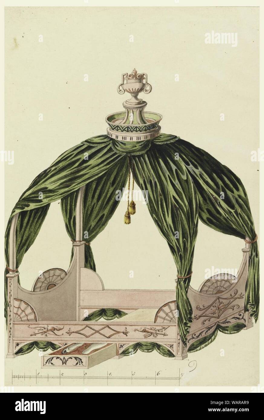 Drawing, Design for Mechanical Furniture- Canopy Bed, ca. 1805 Stock ...