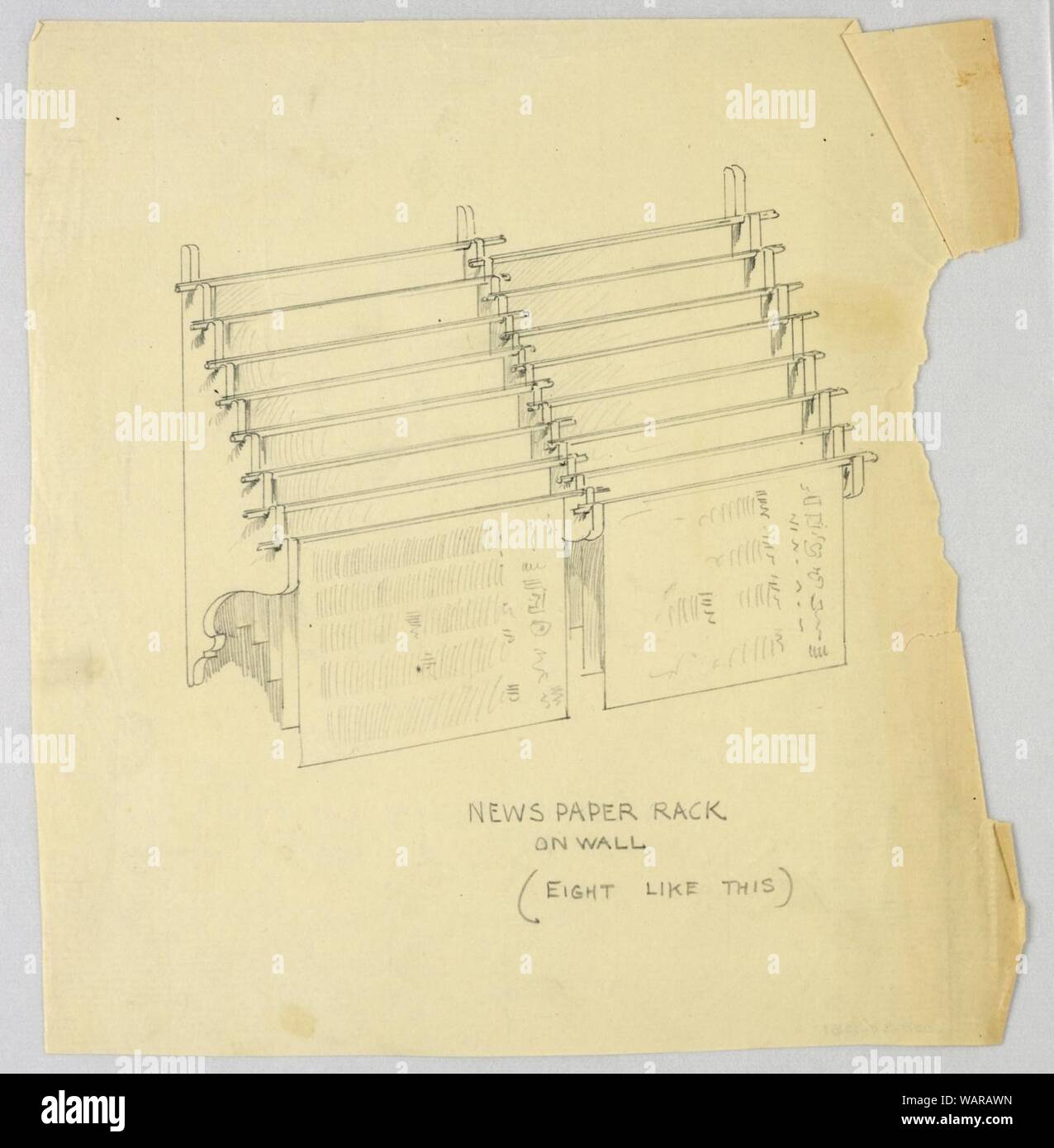 Drawing, Design for Newspaper Rack on Wall, 1900–05 Stock Photo - Alamy