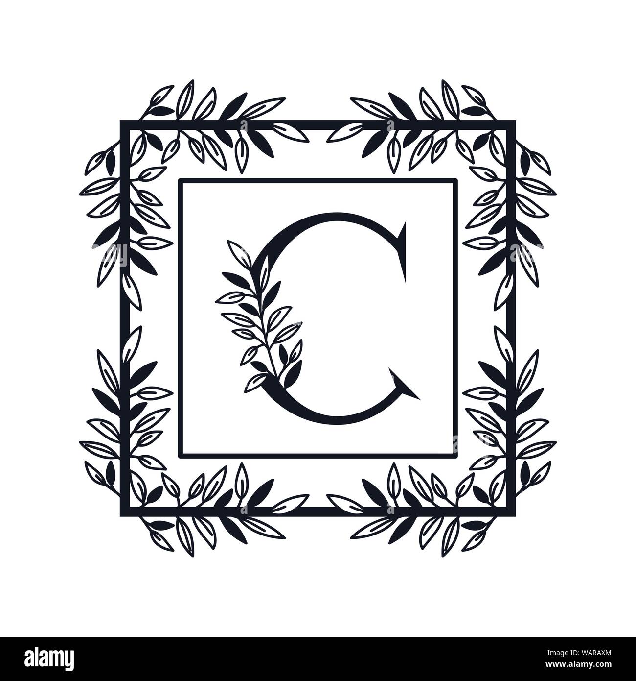 letter C of the alphabet with vintage style frame Stock Vector Image ...