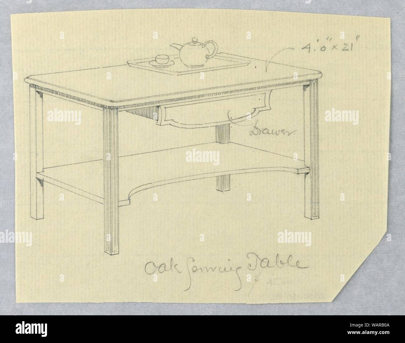 Drawing, Design for Oak Serving Table, 1900–05 Stock Photo - Alamy