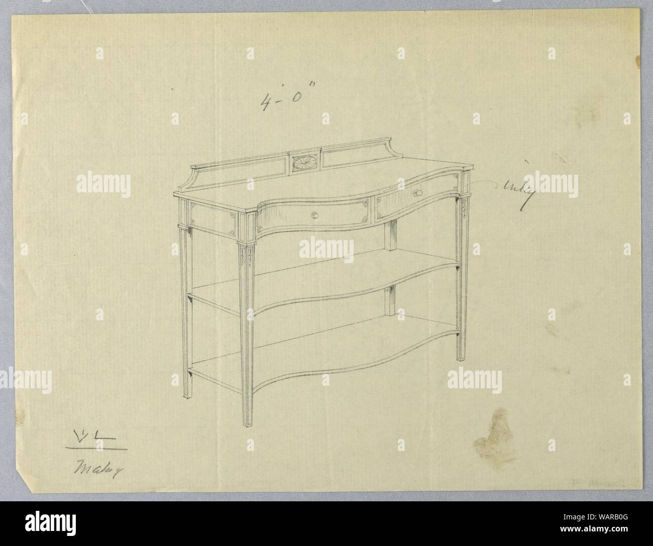 Drawing, Design for Oblong Serving Table with Two Shelves, 1900–05 ...