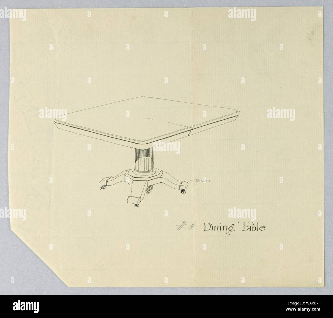 Drawing, Design for Rectangular Dining Table on Octagonal Base, 1900–05 ...