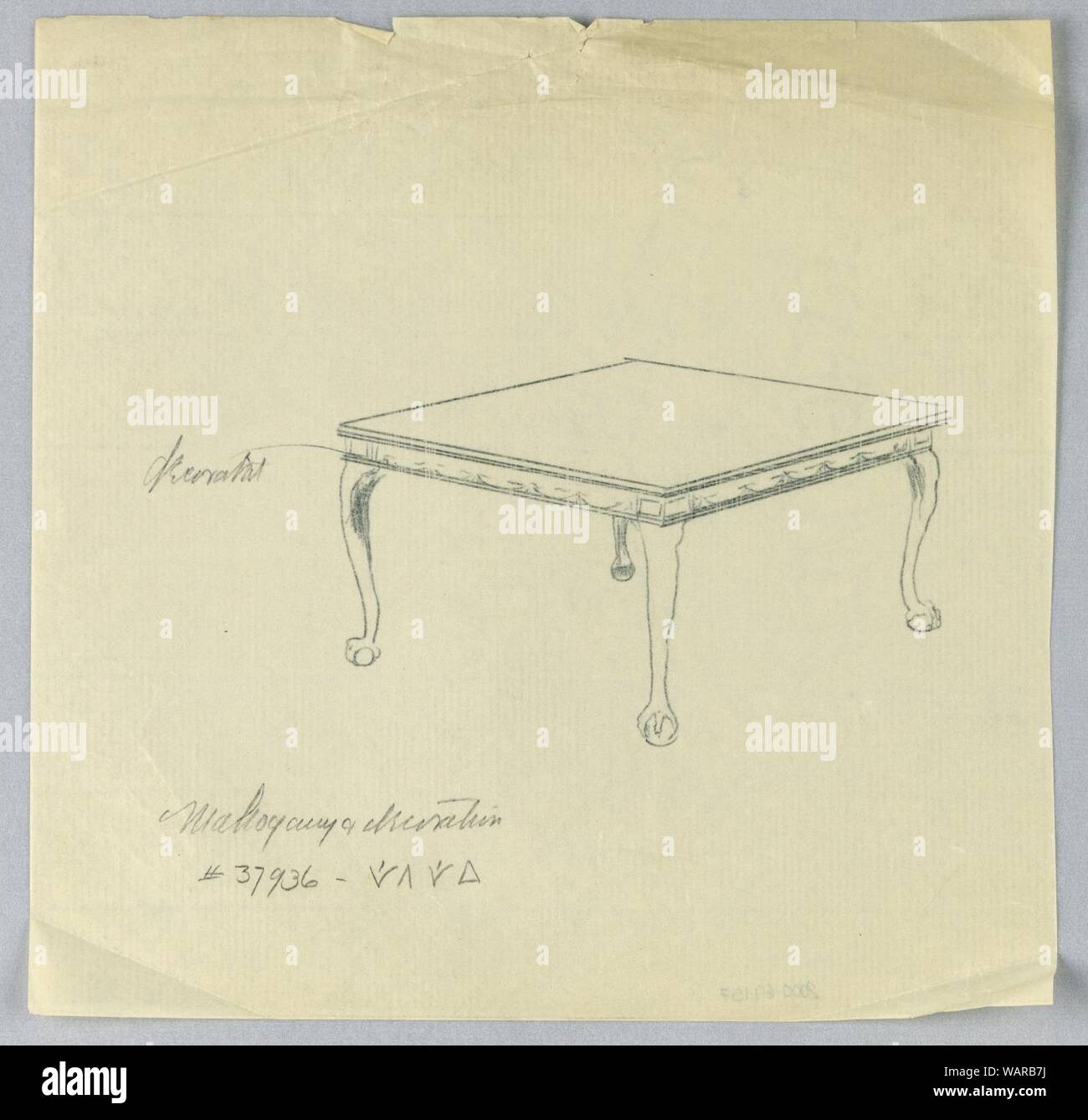 Drawing, Design for Rectangular Mahogany Table with Inlay Top, 1900–05 ...