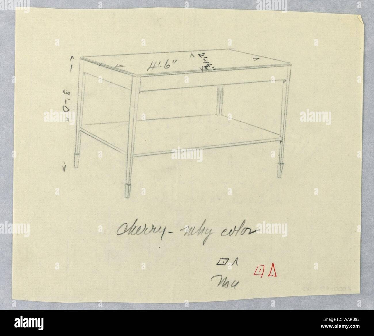 Drawing, Design for Plain Serving Table with Lower Shelf, 1900–05 Stock ...
