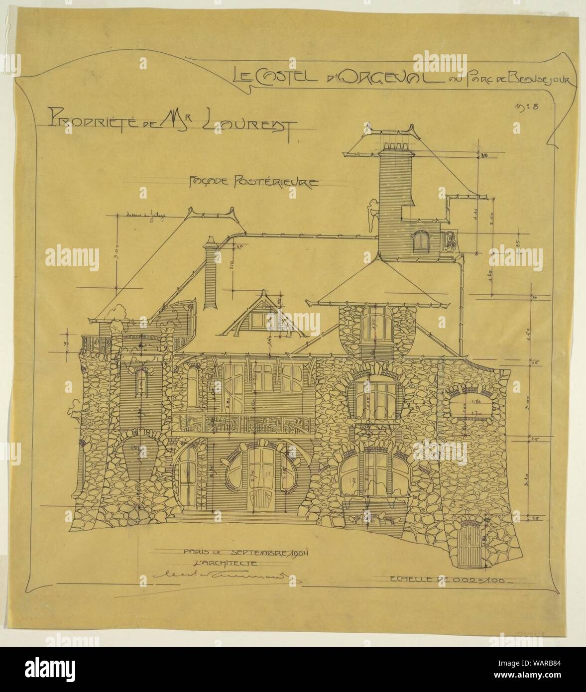 Drawing, Design for Rear Elevation, Castel d'Orgeval, Parc Beauséjour ...