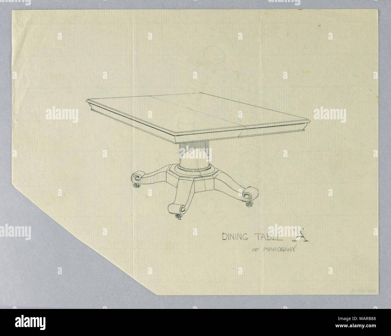Drawing, Design for Rectangular Dining Table 'A' of Mahogany, 1900–05 ...