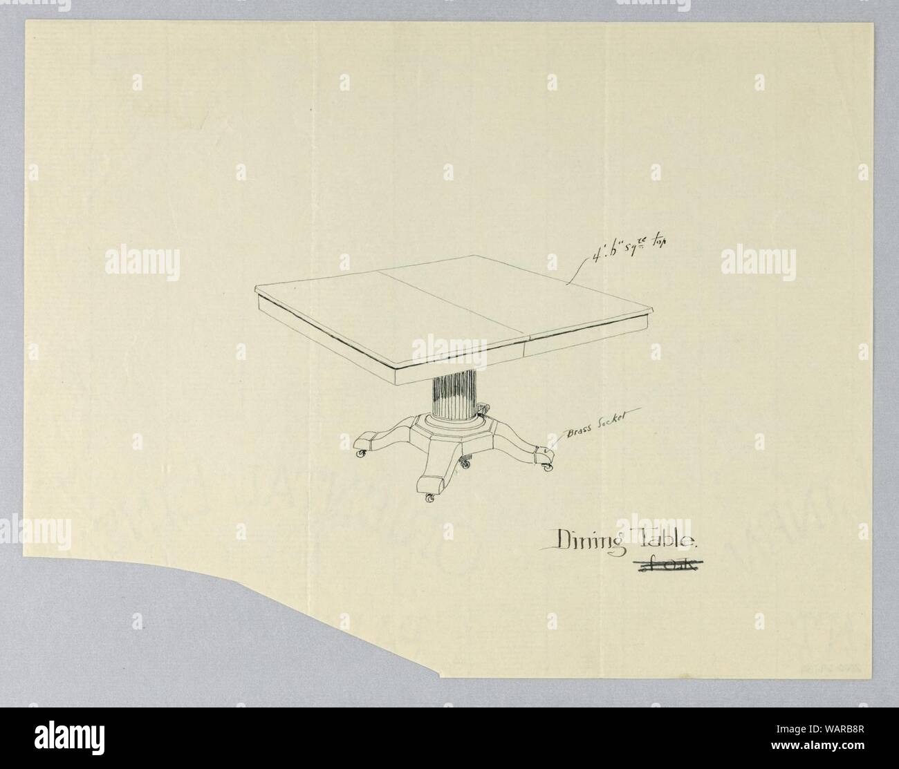 Drawing, Design for Rectangular Dining Table of Oak, 1900–05 Stock ...