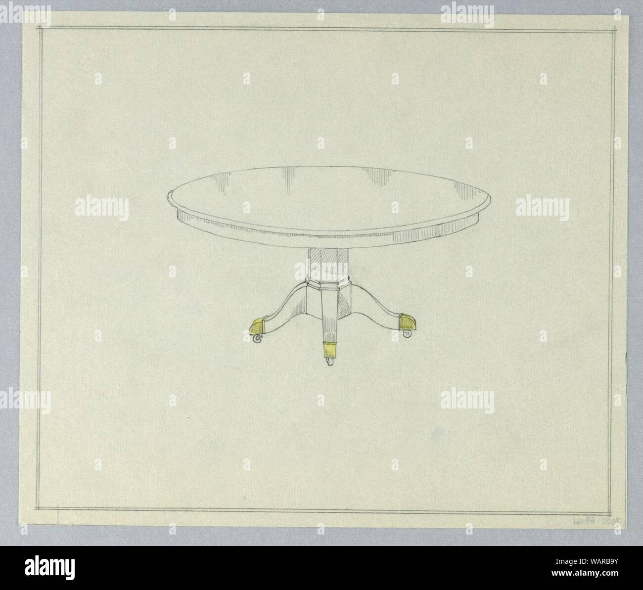 Drawing, Design for Round Dining Table on Octagonal Base, 1900–05 Stock ...