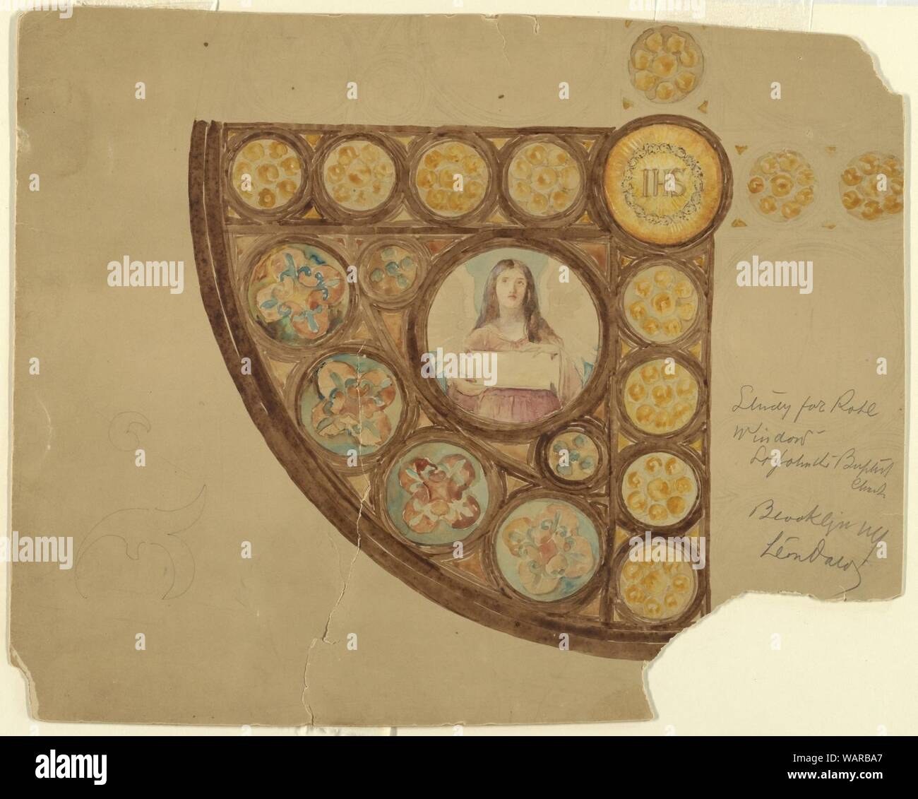 Drawing, Design for Rose Window, St. John the Baptist, Brooklyn, NY ...