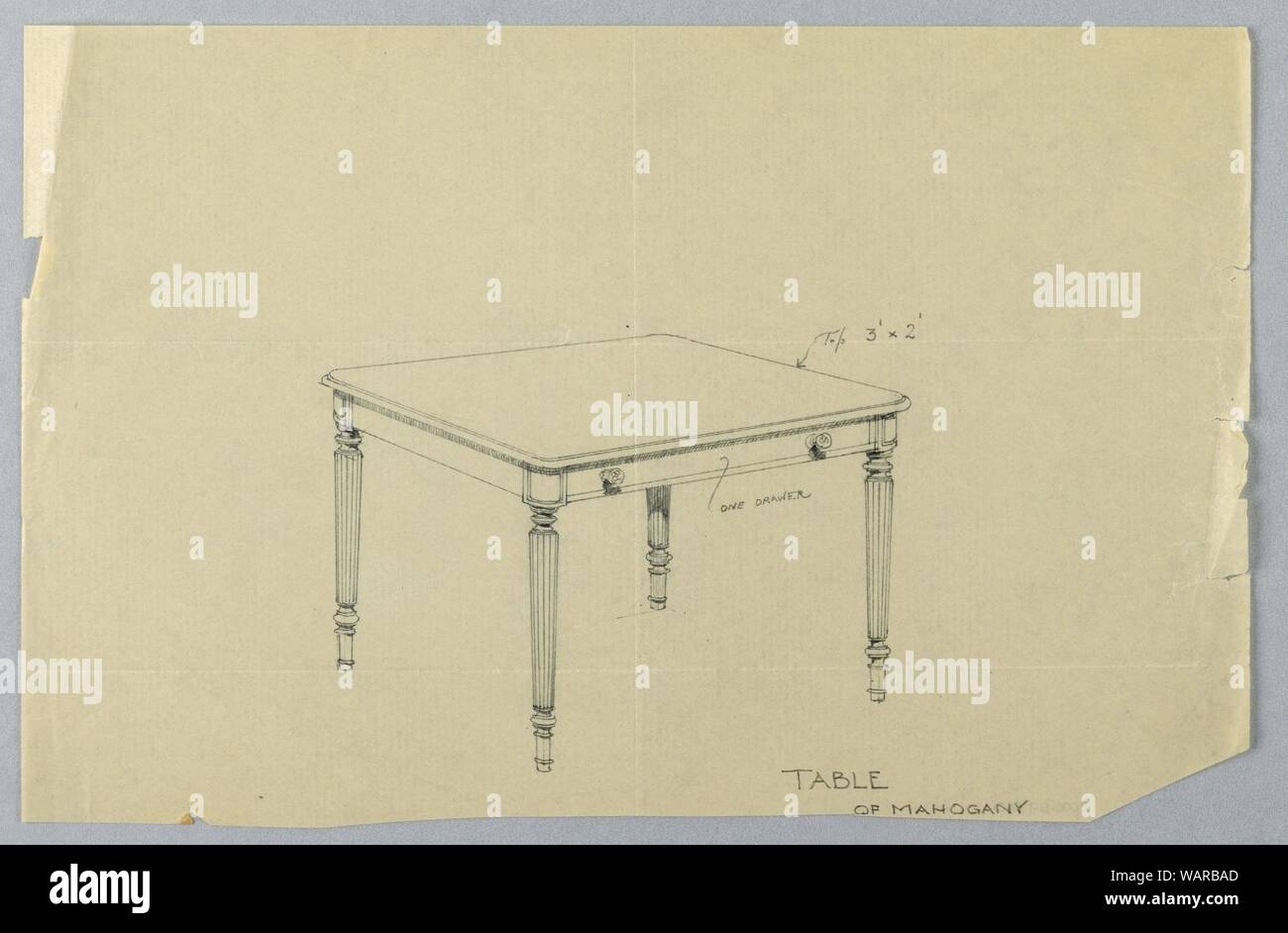 Drawing, Design for Rectangular Writing Table with Rounded Corners, 1900–05 Stock Photo - Alamy