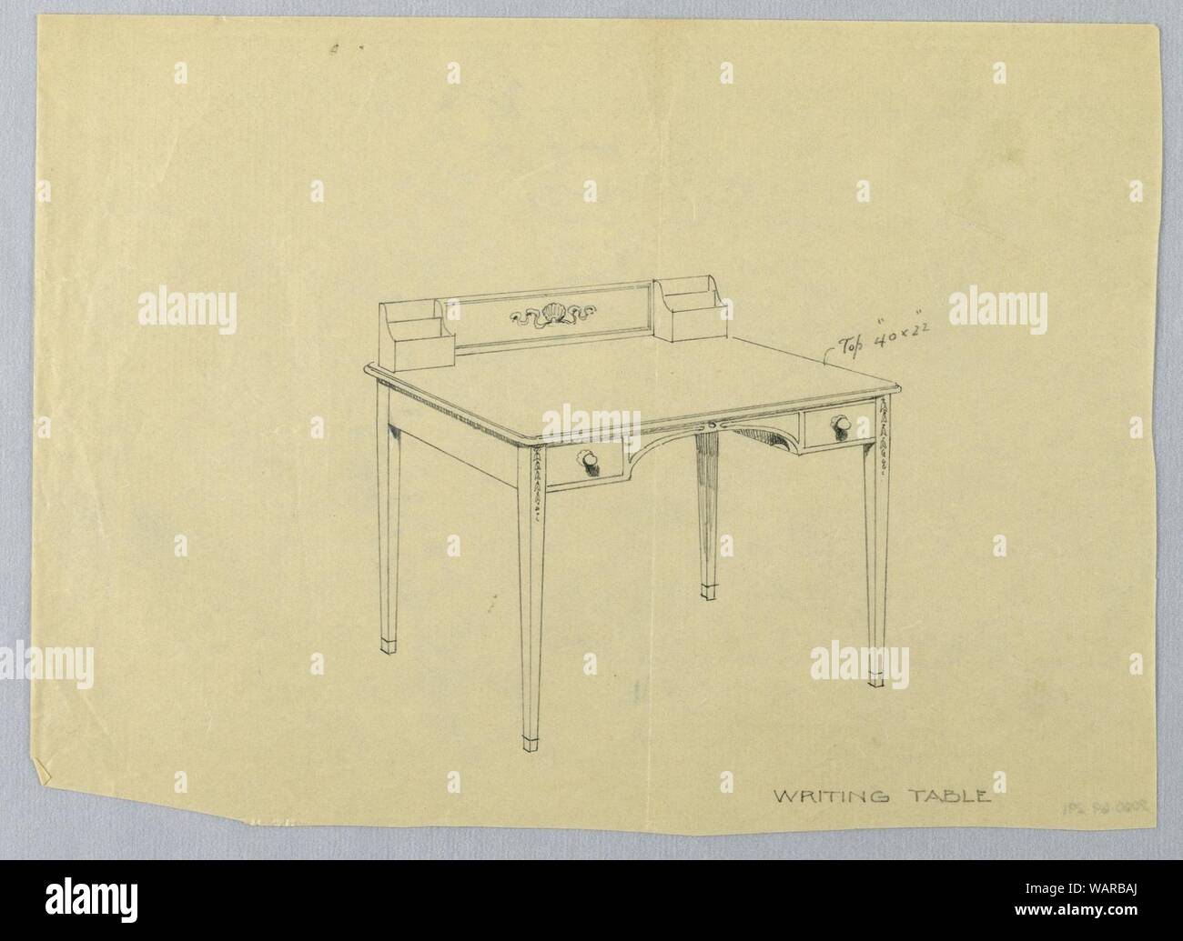 Drawing, Design for Rectangular Writing Table with Carved Shell ...