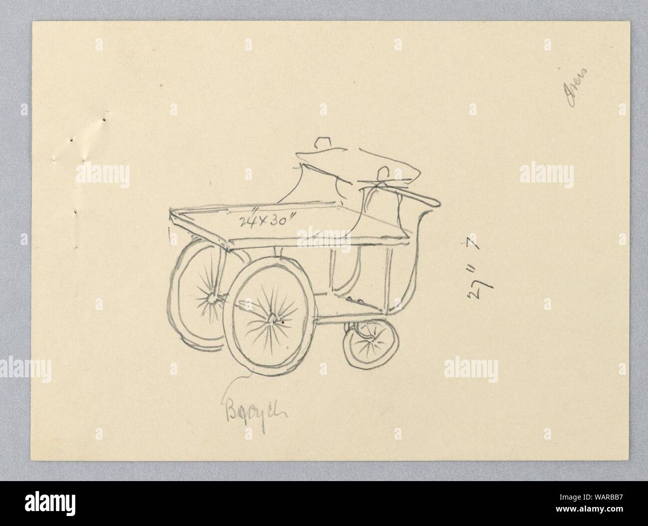 Drawing, Design for Rolling Serving Table with Three Trays, 1900–05 ...