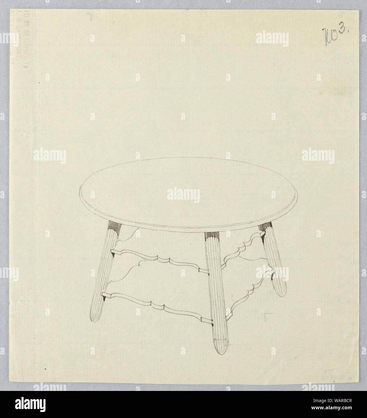 Drawing, Design for Round Table with Stylized Square Shelves, 1900–05 ...