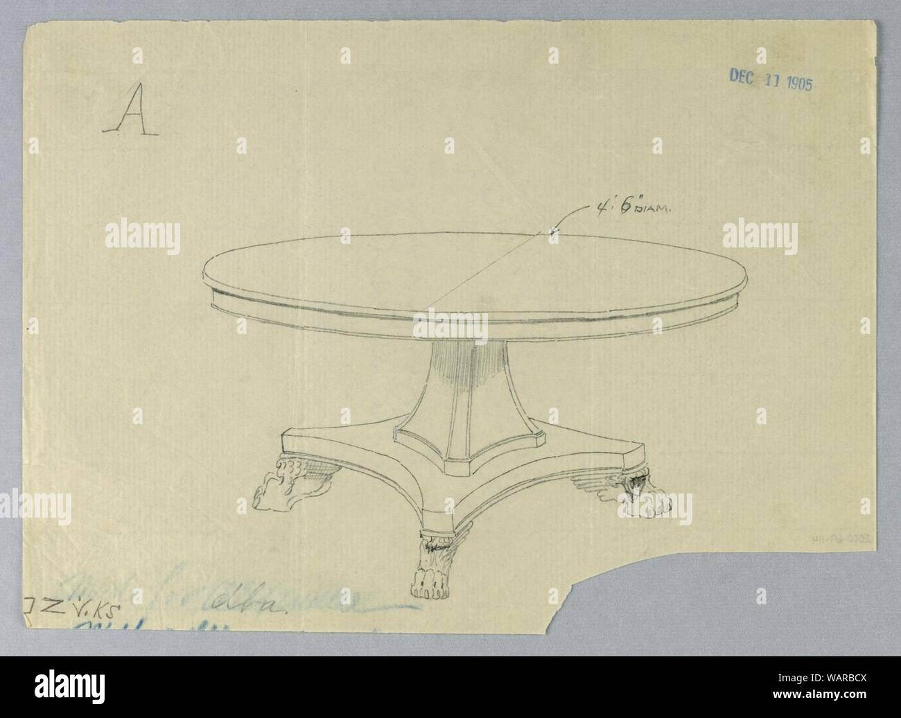 Drawing, Design for Round Table ‘A‘, 1900–05 Stock Photo - Alamy