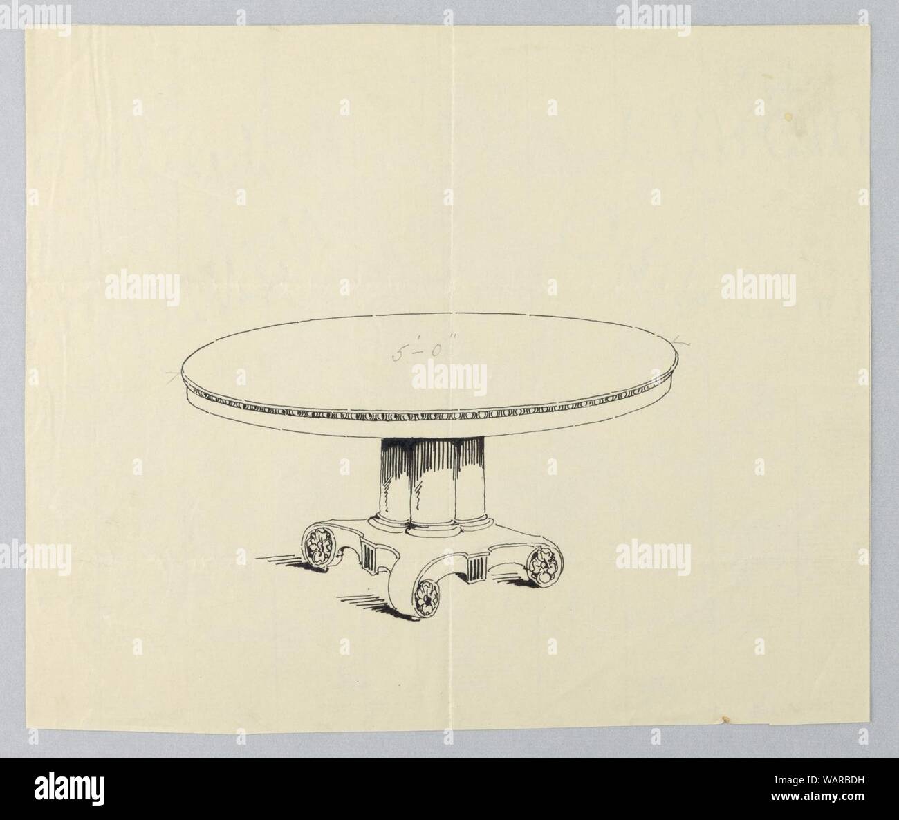 Drawing, Design for Round Table on Clustered-Column Support, 1900–05 ...