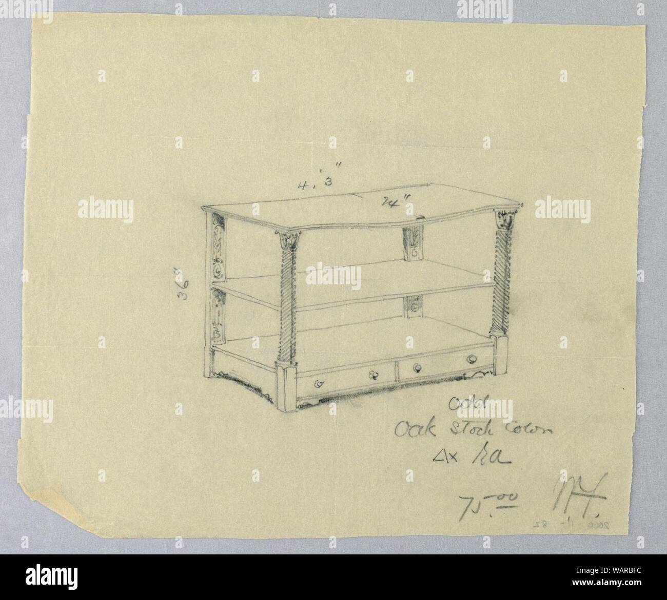 Drawing, Design for Serving Table with Two Upper Shelves, 1900–05 Stock ...