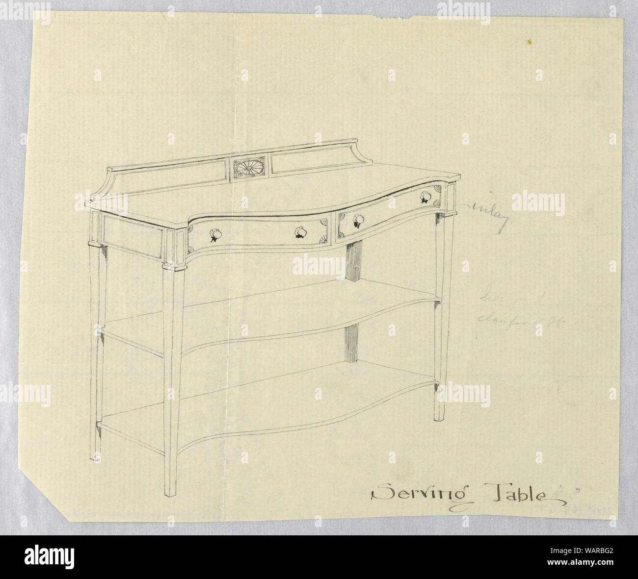 Drawing, Design for Serving Table with Convex Front, 1900–05 Stock ...