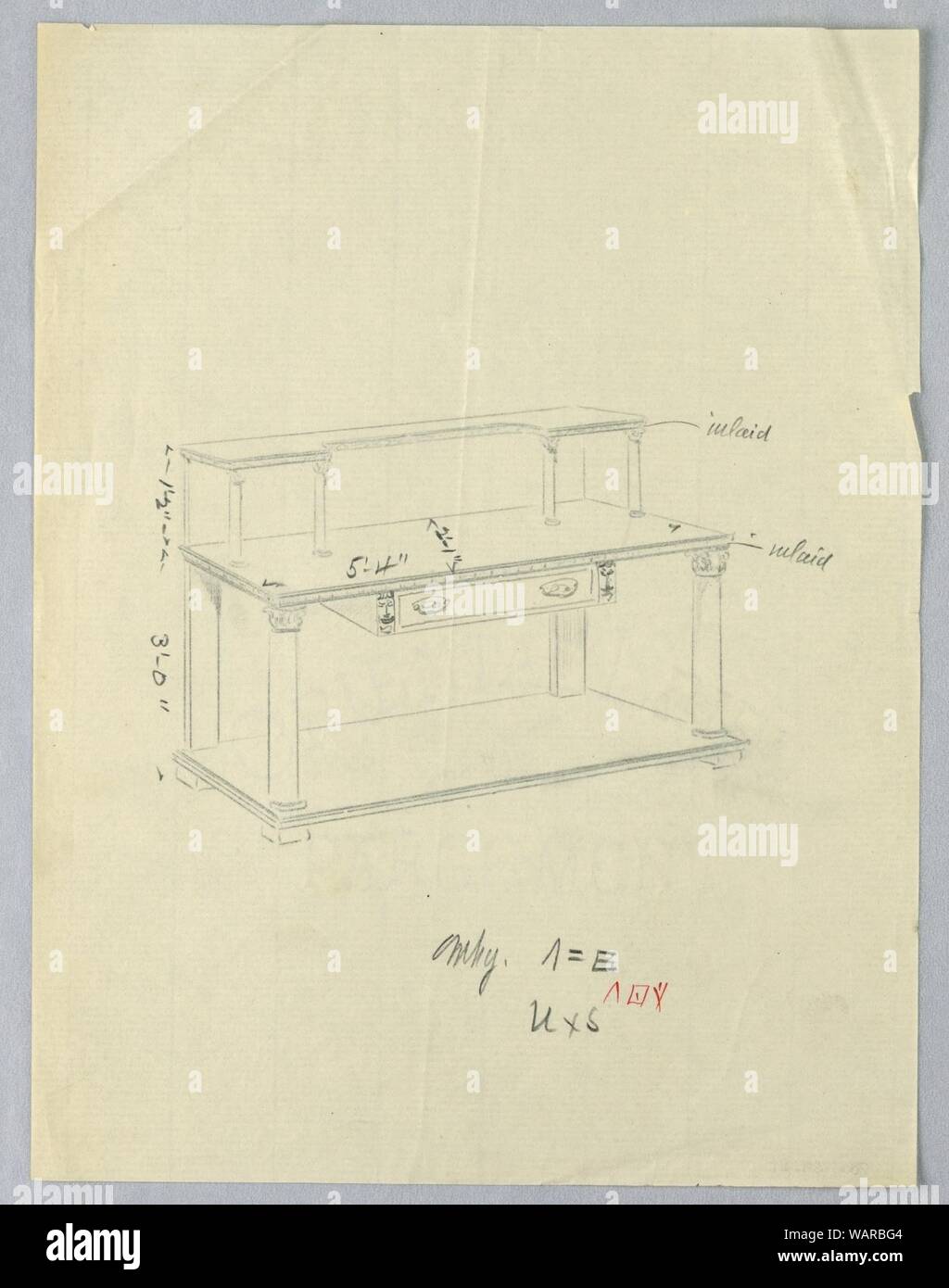 Drawing, Design for Serving Table with Upper and Lower Shelves, 1900–05 ...