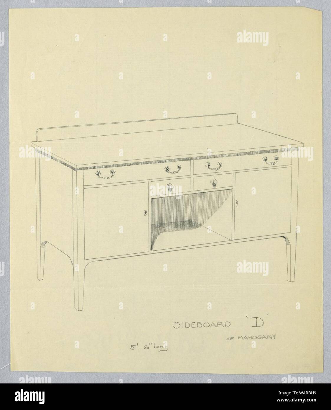 Drawing, Design for Sideboard ‘D‘ of Mahogany, 1900–05 Stock Photo - Alamy