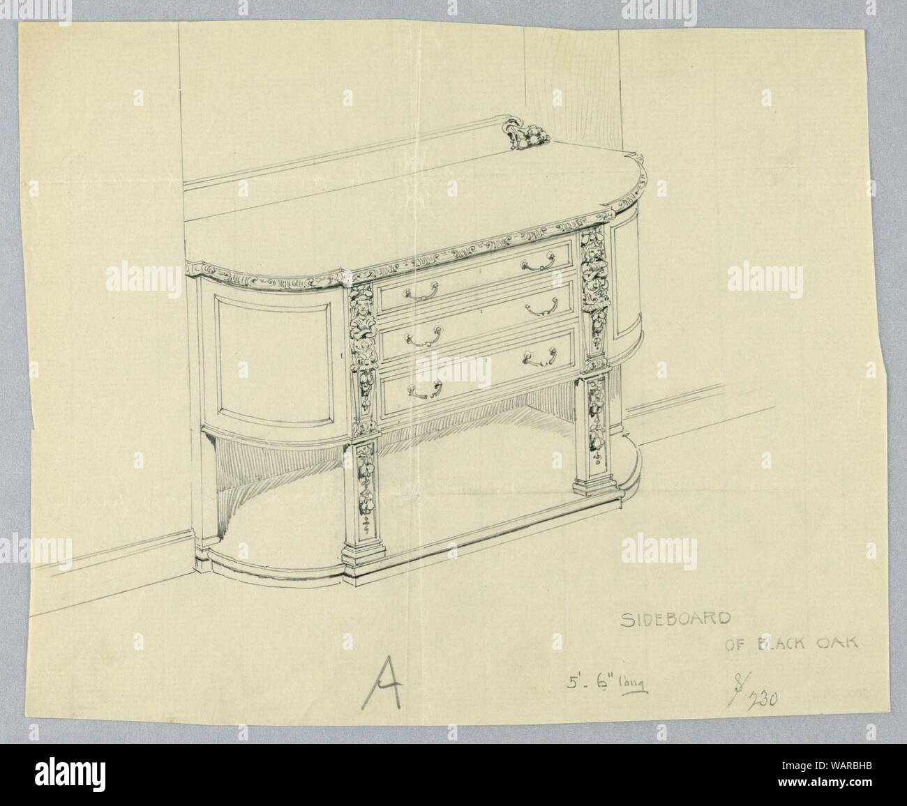 Drawing, Design for Sideboard of Black Oak, 1900–05 Stock Photo - Alamy