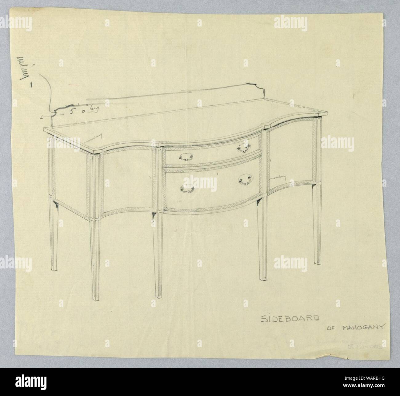 Drawing, Design for Sideboard of Mahogany with Serpentine Front, 1900 ...