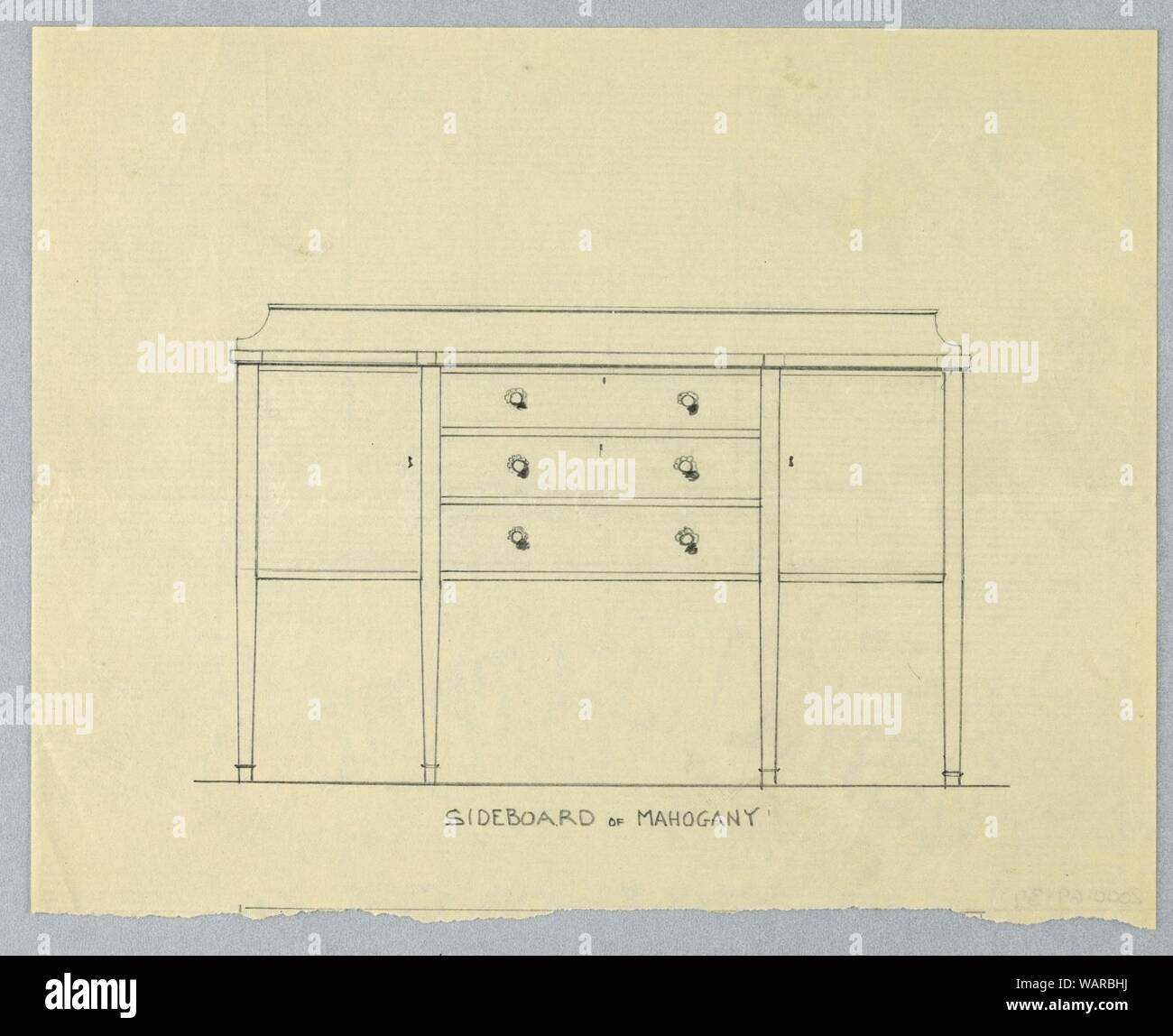 Drawing, Design for Sideboard of Mahogany with Three Drawers, 1900–05 ...