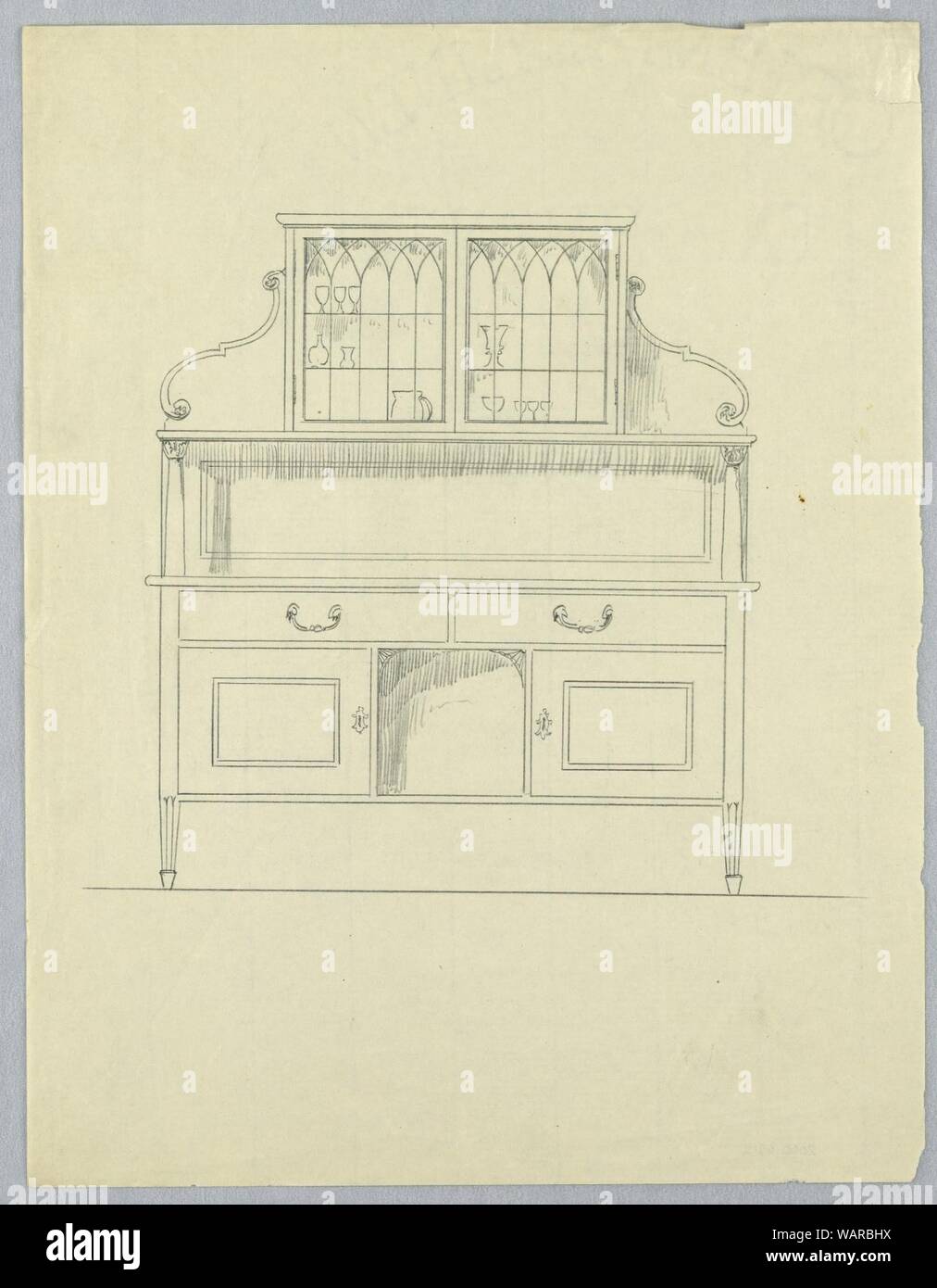 Drawing, Design for Sideboard with Glass Display case at Top, 1900–05 ...
