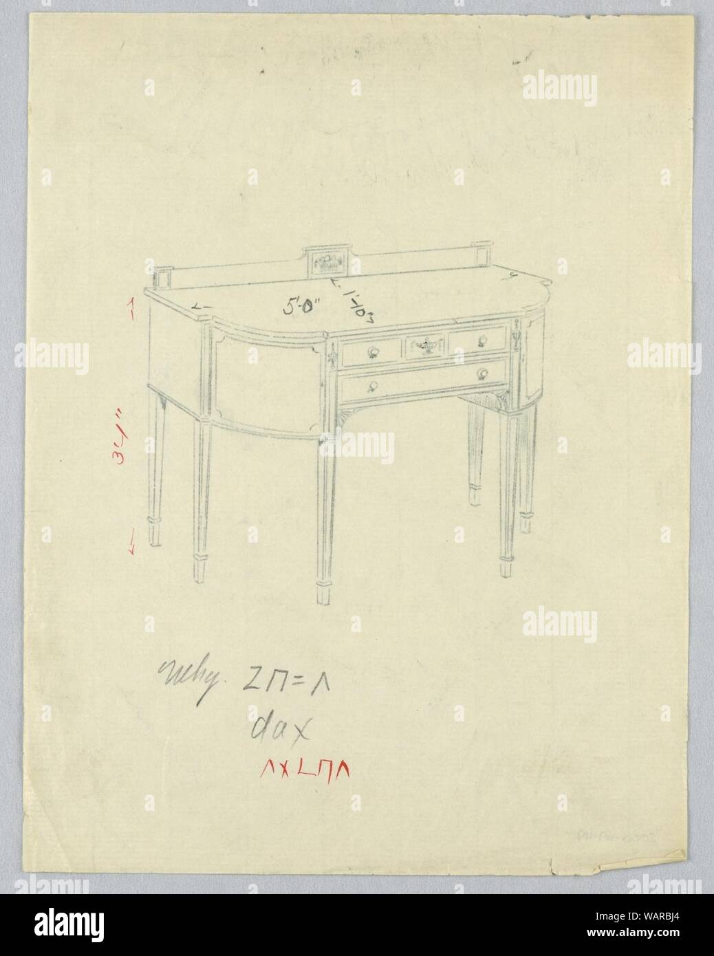Drawing, Design for Sideboard with Neo-Classical Vase Motifs, 1900–05 ...