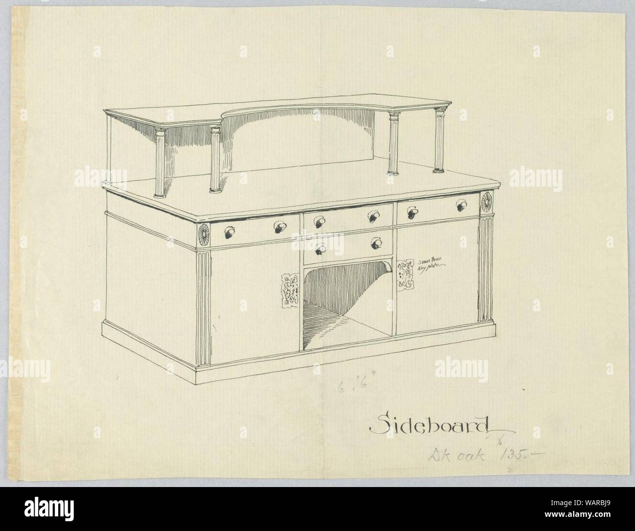 Drawing, Design for Sideboard of Dark Oak, 1900–05 Stock Photo - Alamy