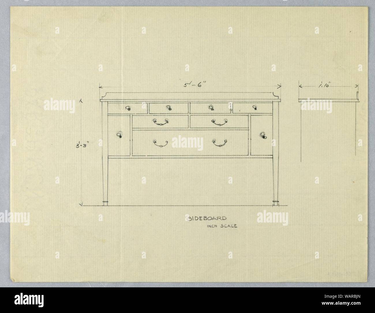 Drawing, Design for Sideboard with Nine Drawers, 1900–05 Stock Photo ...