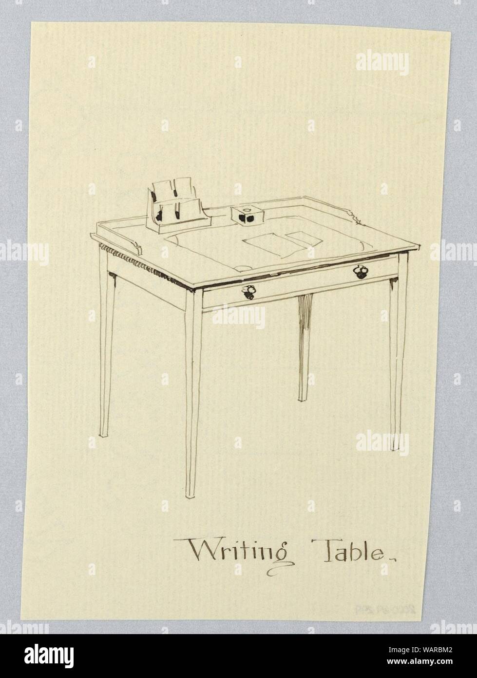 Drawing, Design for Simple Rectangular Writing Table with Wrap-Around ...