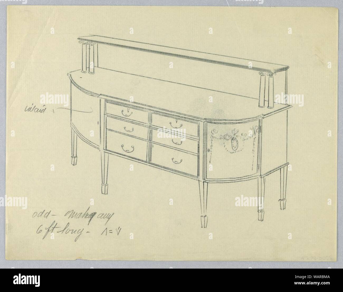 Drawing, Design for Sideboard with Six Drawers, 1900–05 Stock Photo - Alamy