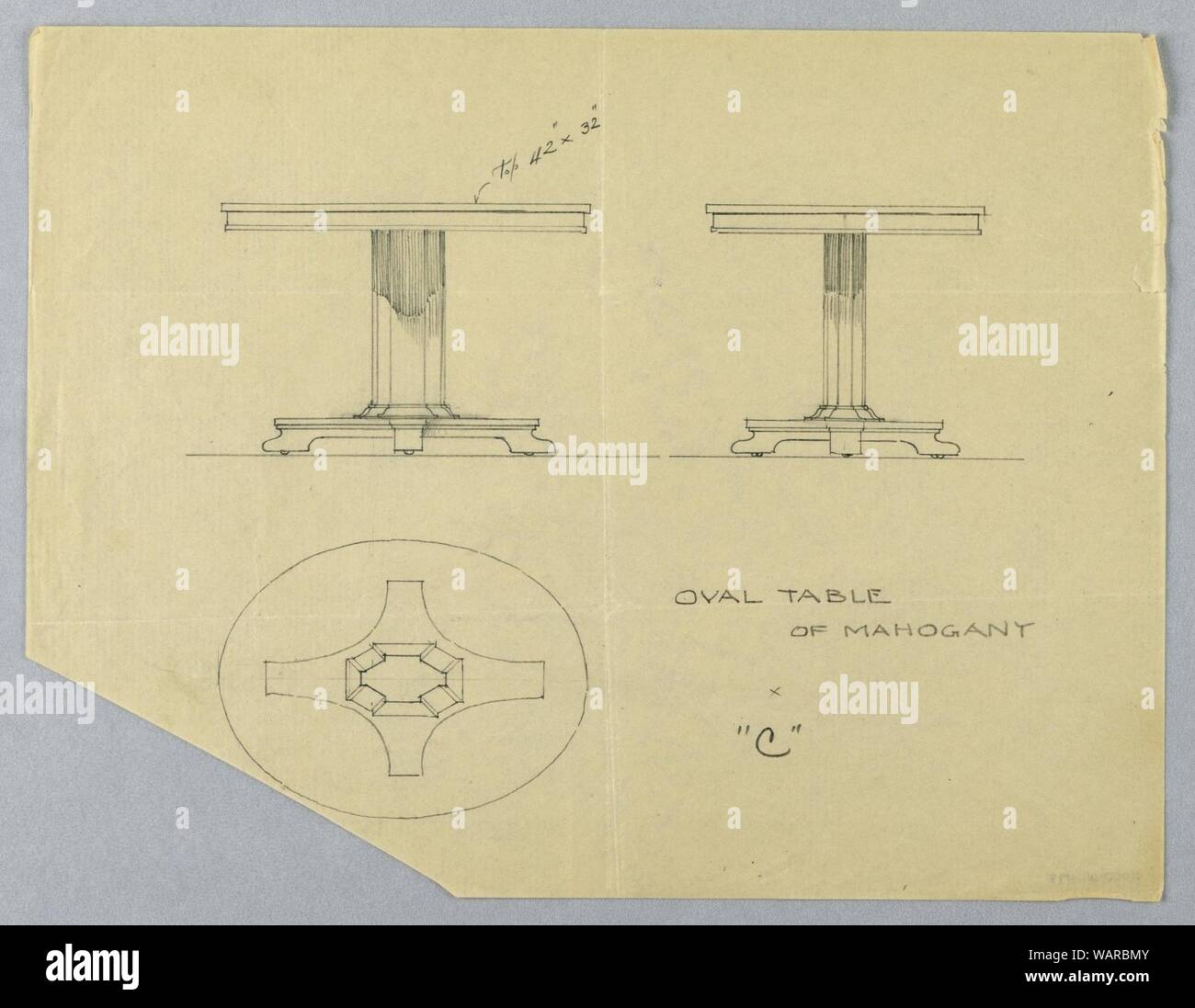 Drawing, Design for Small Oval Table ‘C‘ of Mahogany, 1900–05 Stock ...