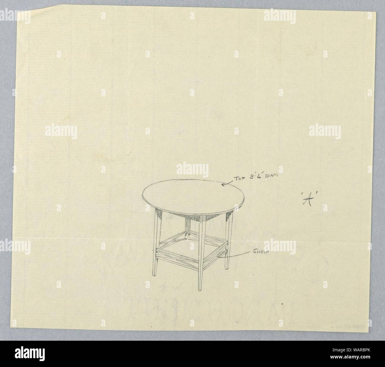 Drawing, Design for Small Round Table ‘A‘ with Square Shelf, 1900–05 ...