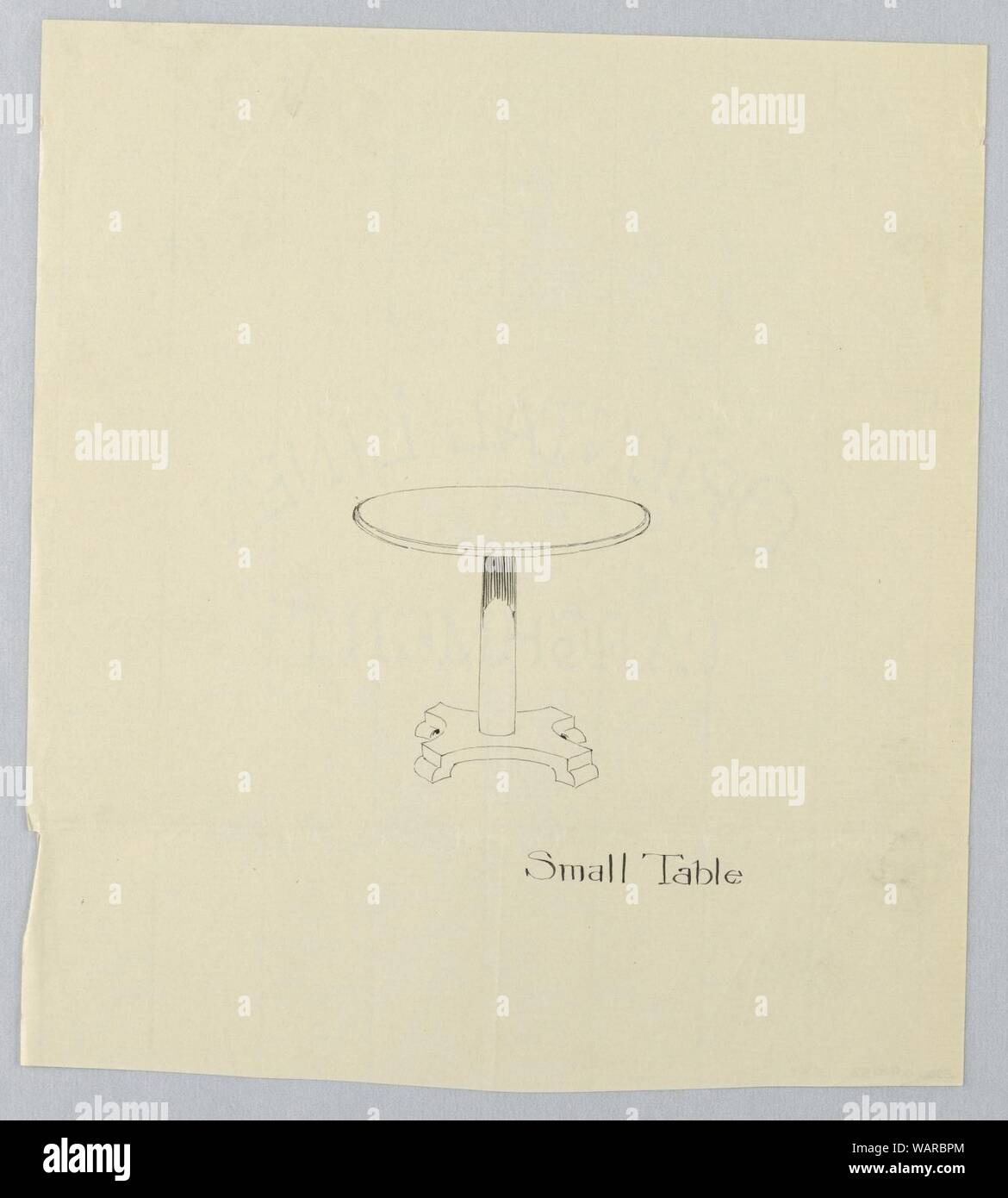 Drawing, Design for Small Round Table with Four Columns on Pediment ...