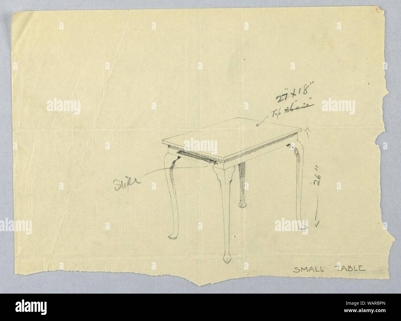Drawing, Design for Small Rectangular Table with Sliding Block, 1900–05 ...