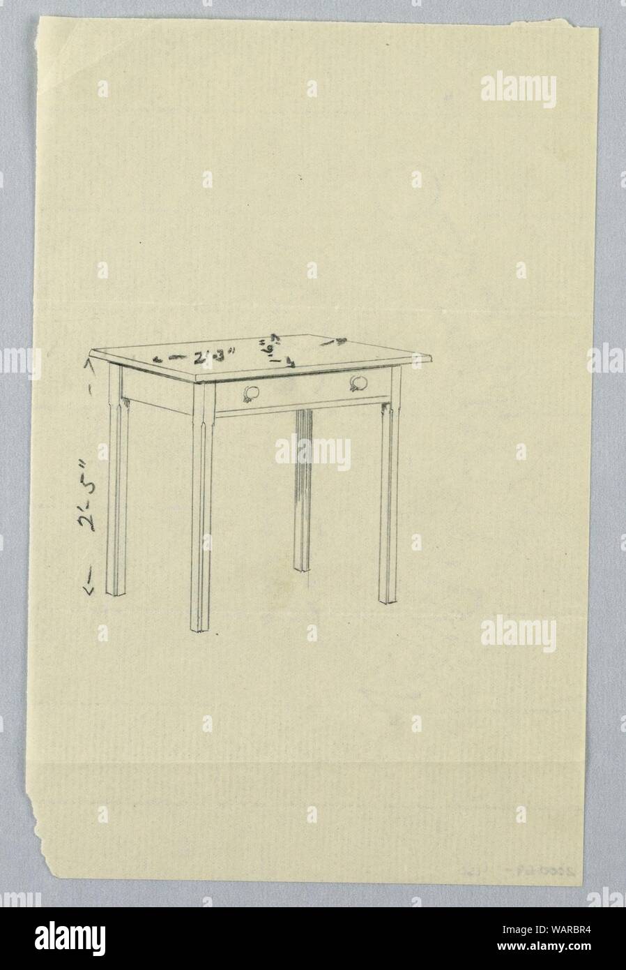Drawing, Design for Small Rectangular Table with Single Drawer, 1900–05 ...