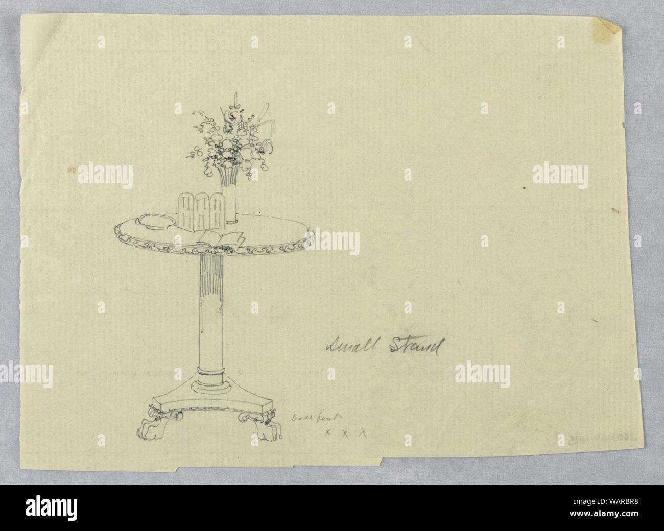 Drawing, Design for Small Round Stand with Claw Feet, 1900–05 Stock ...