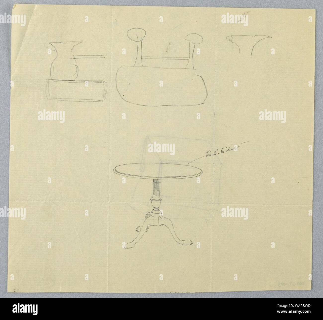 Drawing, Design for Small Round Table with Three Scrolling Legs, 1900 ...