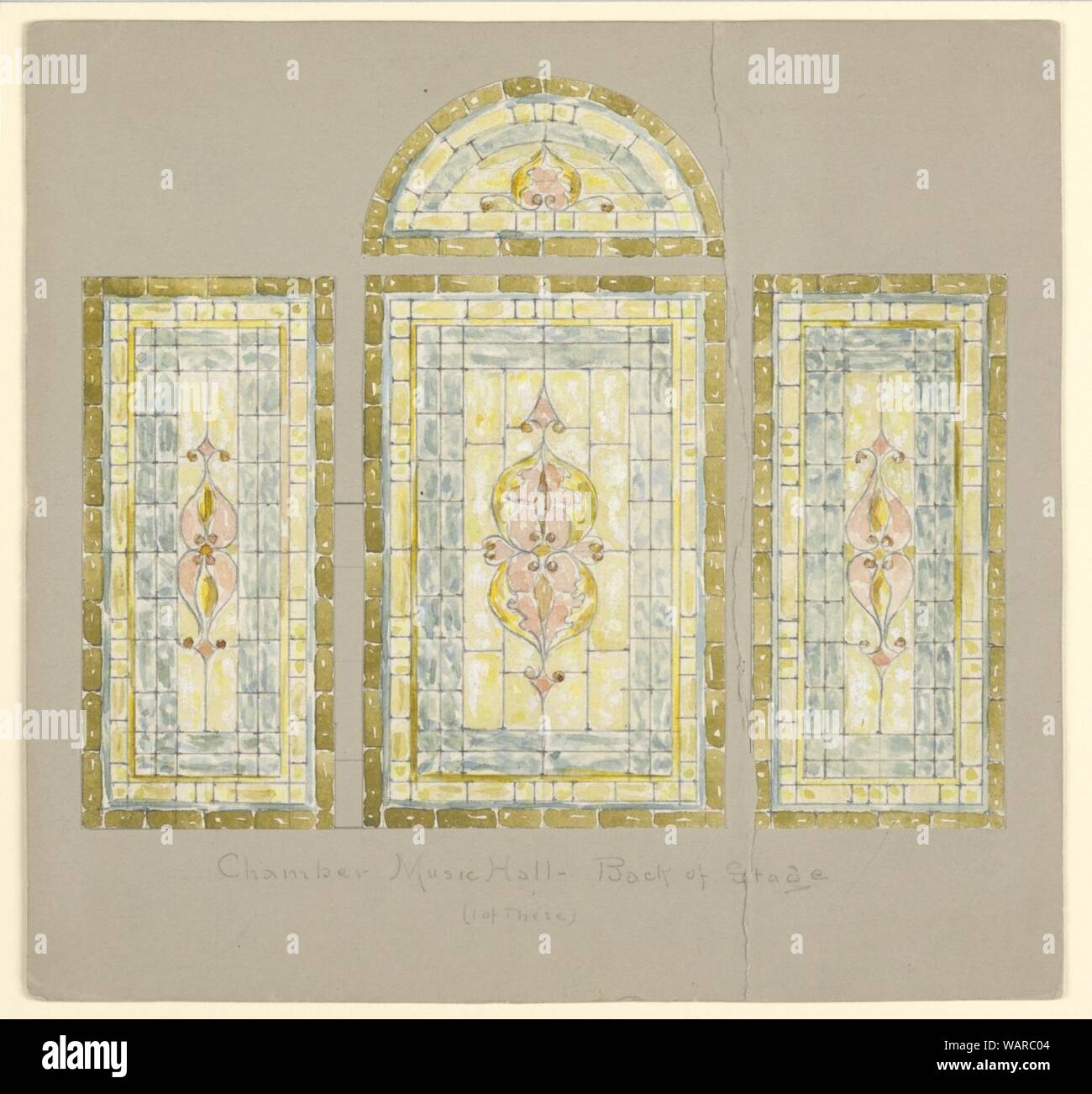 Drawing, Design for Stained Glass Windows- Chamber Music Hall - Back of ...