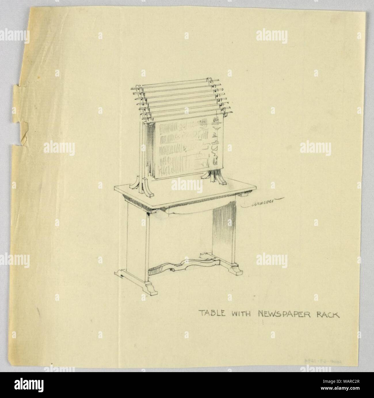 Drawing, Design for Table with Newspaper Rack, 1900–05 Stock Photo - Alamy