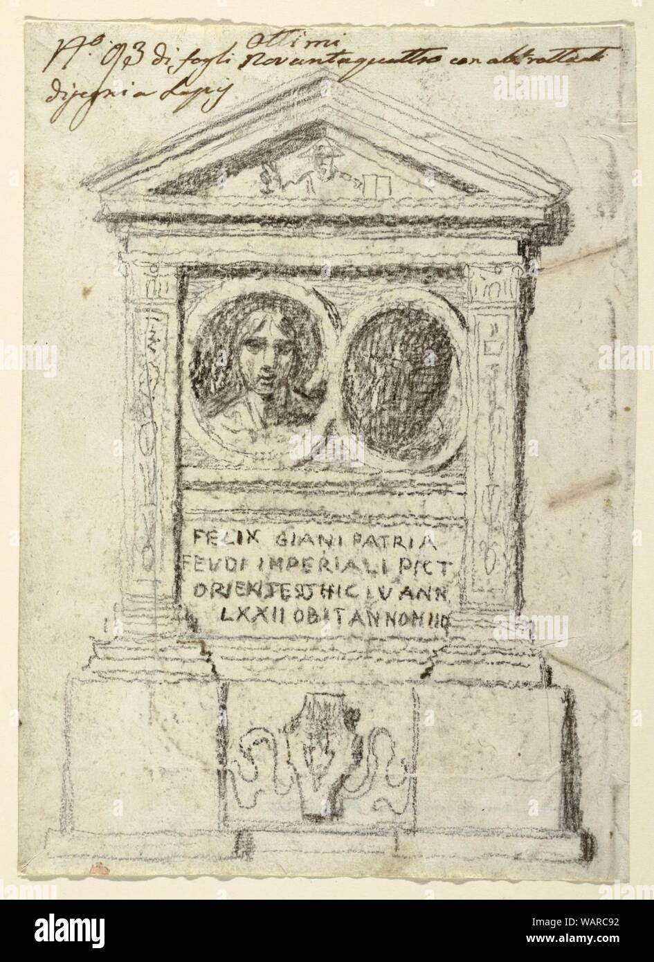 Drawing, Design for the Artist‥99 Sepulchral Monument, ca. 1782 Stock ...