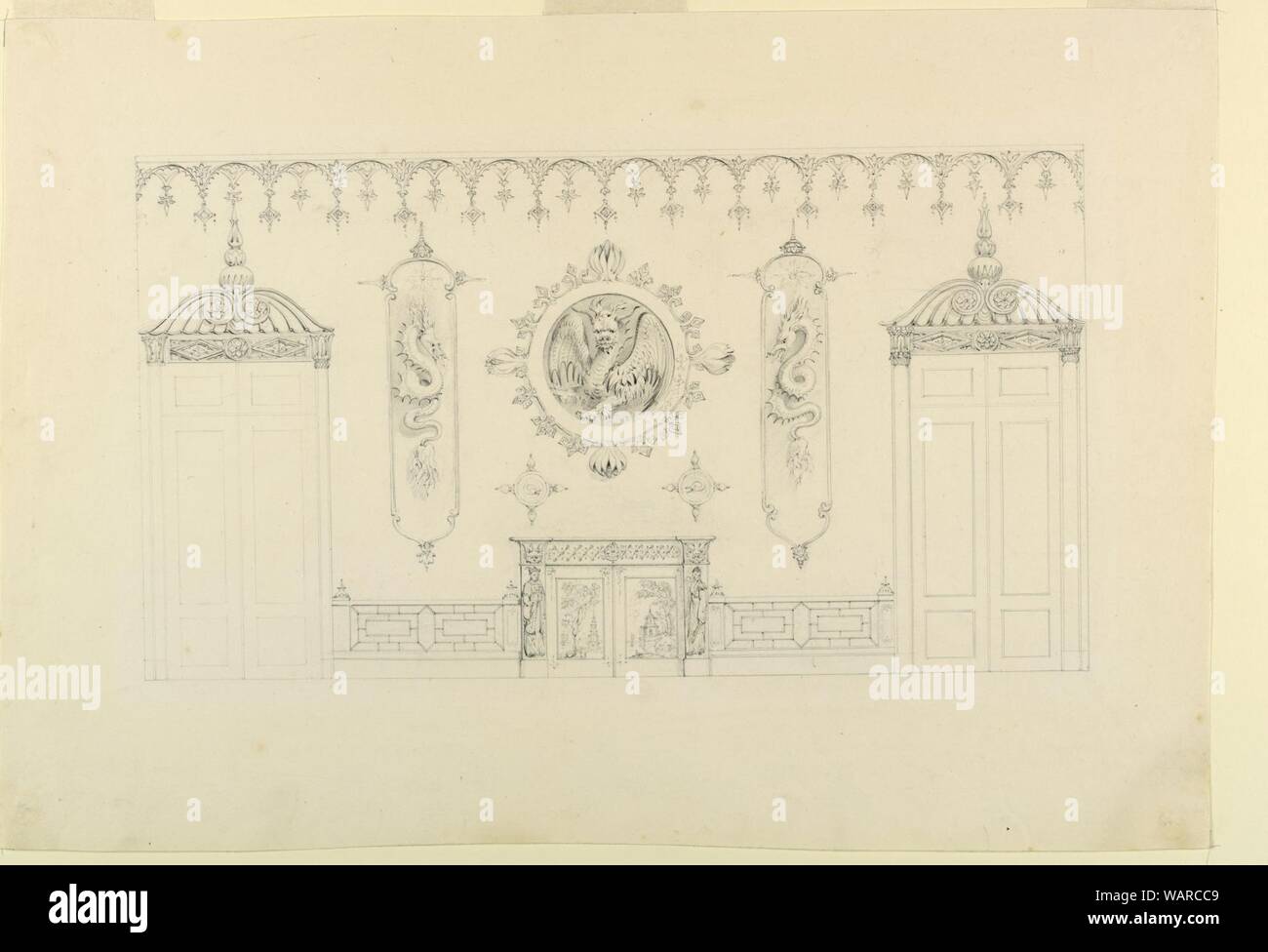 Drawing, Design for the Entrance Hall, Royal Pavilion, Brighton, 1819 ...