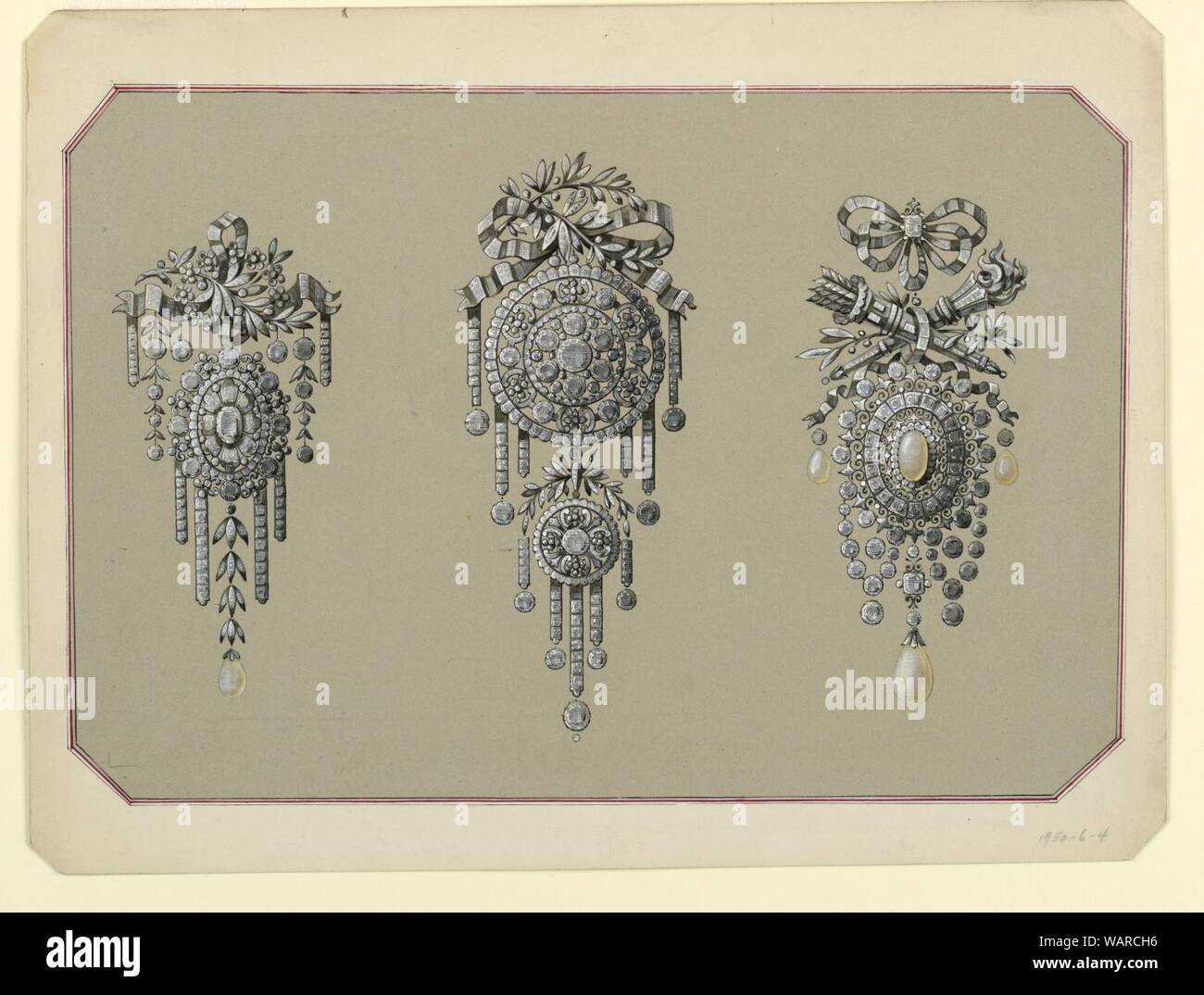 Drawing, Design for three brooches, 1867 Stock Photo - Alamy